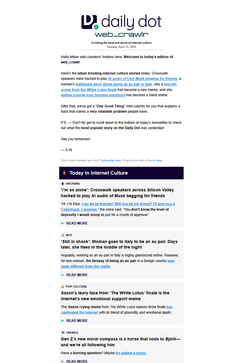 Newsletter Examples – Andrew Wyrich